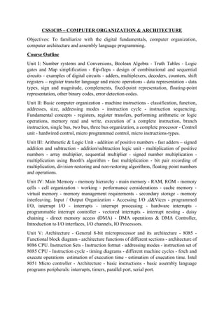 CSS1C05 ---computer organization and architecture | PDF