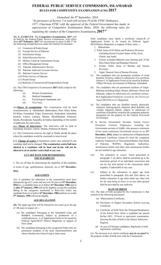 FEDERAL PUBLIC SERVICE COMMISION , ISLAMABAD : RULES FOR CCS EXAM ...