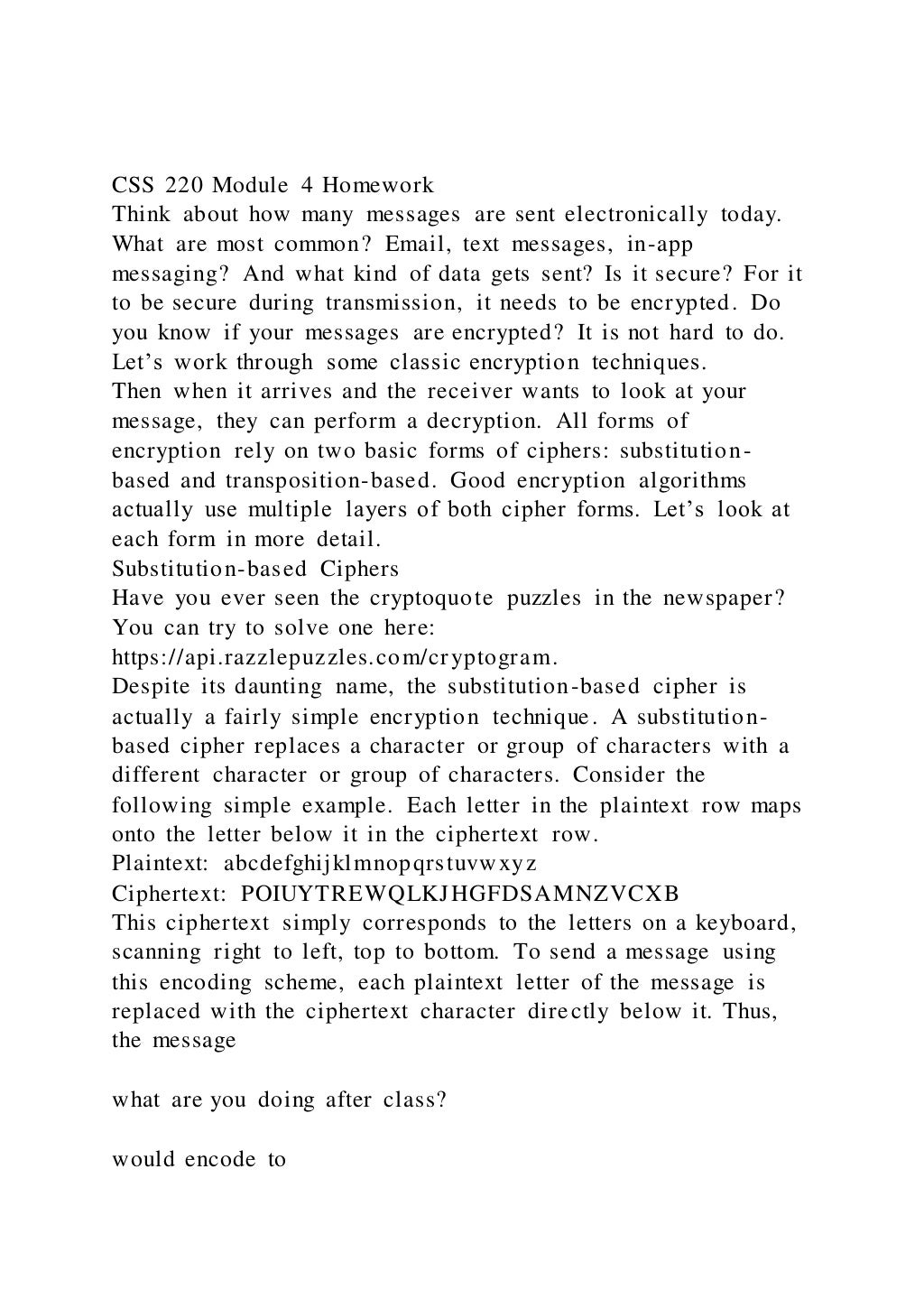 CSS 220 Module 4 HomeworkThink about how many messages are sent | PDF