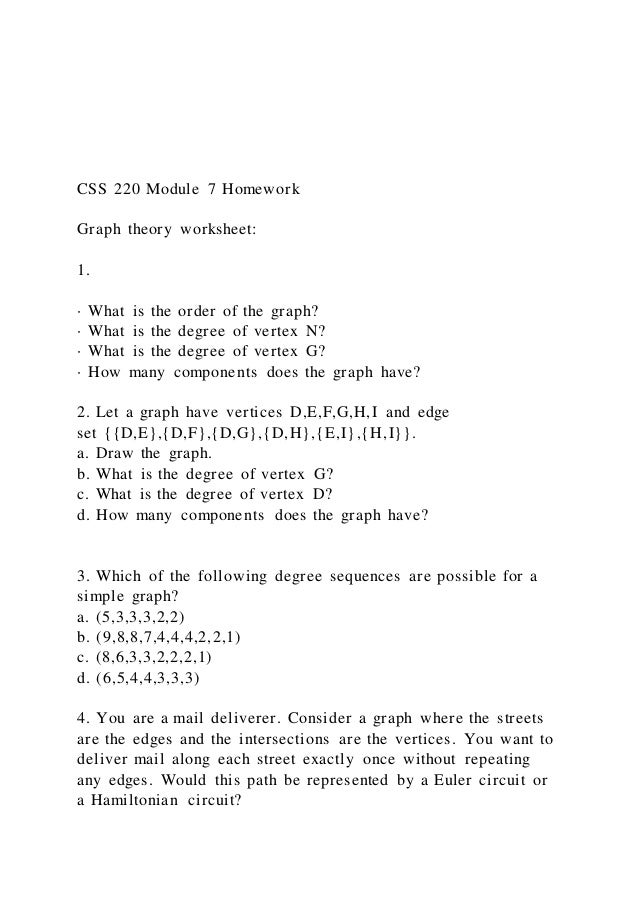 CSS 220 Module 7 HomeworkGraph theory worksheet1. | PDF