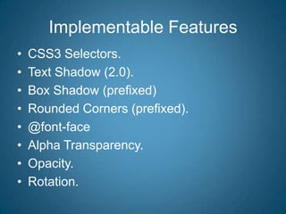 CSS3 Implementable Features | PPTX