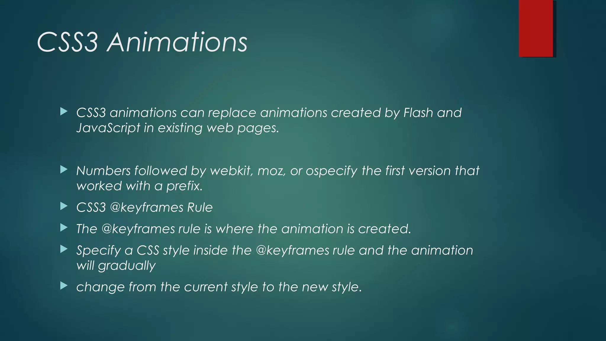 CSS3 : Animation ,Transitions, Gradients | PPT
