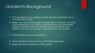 CSS3 : Animation ,Transitions, Gradients | PPT