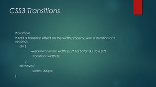 CSS3 : Animation ,Transitions, Gradients | PPT