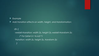 CSS3 : Animation ,Transitions, Gradients | PPT