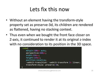 3d cubes By Gaurav Khurana using CSS3 | PPTX | 3-D Graphics | Computer ...