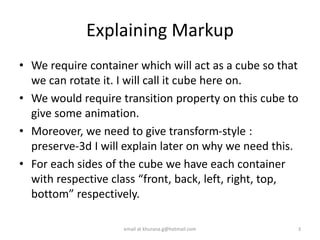 3d cubes By Gaurav Khurana using CSS3 | PPTX | 3-D Graphics | Computer ...