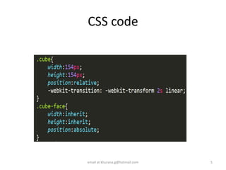 3d cubes By Gaurav Khurana using CSS3 | PPTX | 3-D Graphics | Computer ...