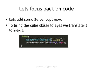 3d cubes By Gaurav Khurana using CSS3 | PPTX | 3-D Graphics | Computer ...