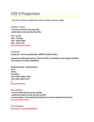 Css 3 checklist | DOC
