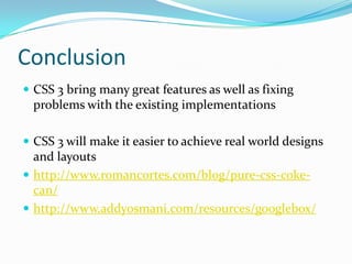 Css 3 overview | PPT