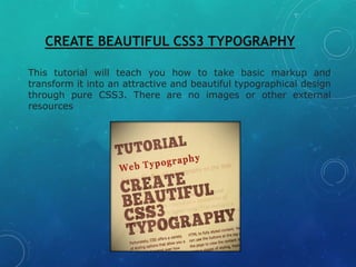 CSS3 Text Effect and Typography Tutorials | PDF | Web Design and HTML | Internet