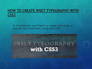 CSS3 Text Effect and Typography Tutorials | PDF | Web Design and HTML | Internet