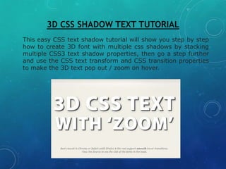 CSS3 Text Effect and Typography Tutorials | PDF | Web Design and HTML | Internet