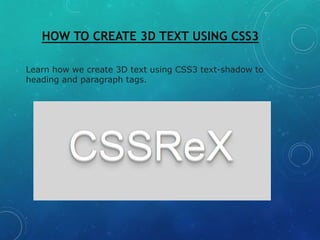 CSS3 Text Effect and Typography Tutorials | PDF | Web Design and HTML | Internet