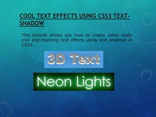 CSS3 Text Effect and Typography Tutorials | PDF | Web Design and HTML | Internet