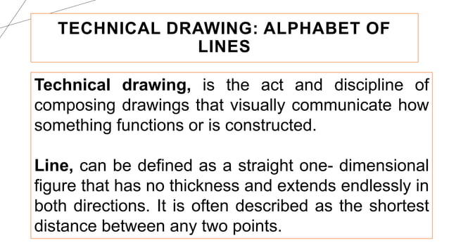 TECHNICAL DRAFTING: ALPHABET OF LINES.pptx | Drawing and Sketching ...