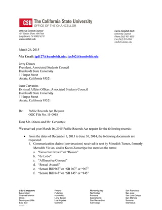 CSU Public Records Request and Appeal - Jerry Dinzes | PDF