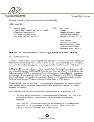 CSU Public Records Request and Appeal - Jerry Dinzes | PDF