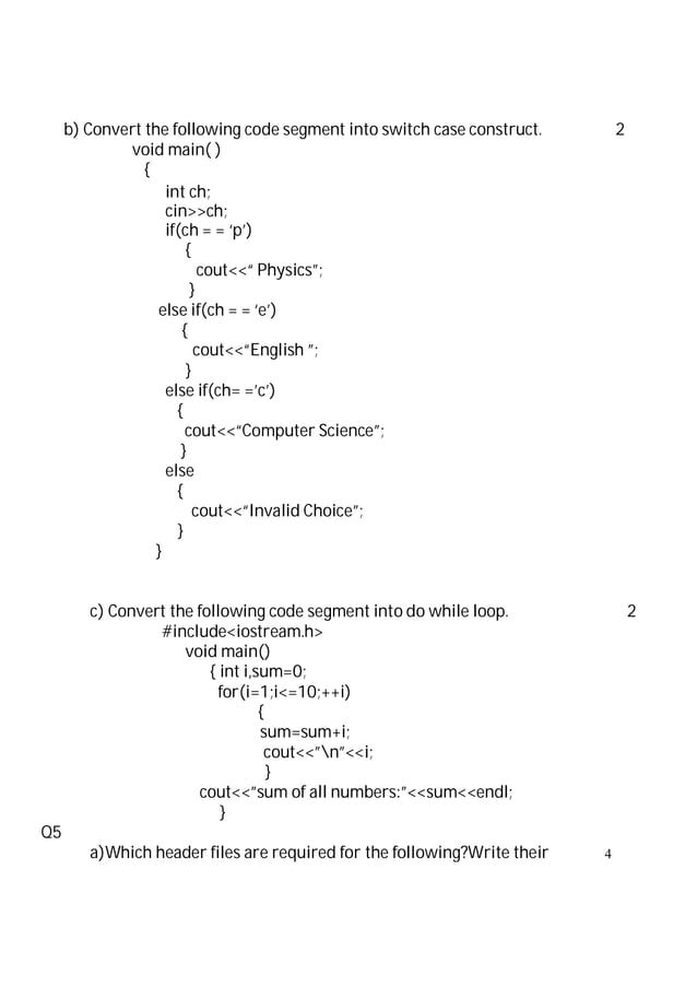 Sample Paper 2 Class XI (Computer Science) | PDF | Programming ...