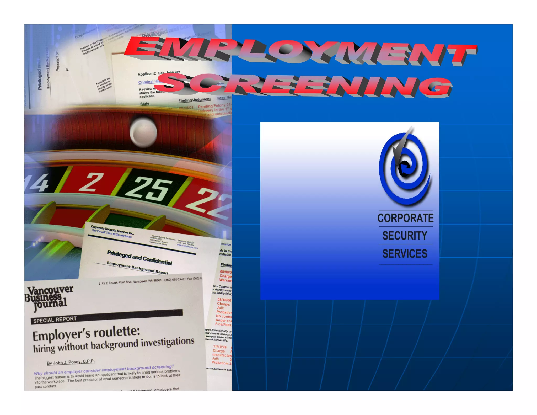 Background Screening Presentation 2011 | PPT