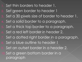 Css border and outline properties | PPTX