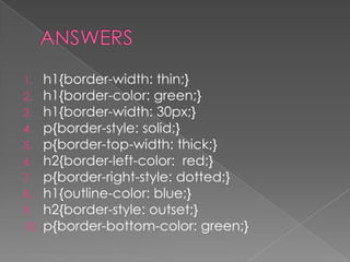 Css border and outline properties | PPTX
