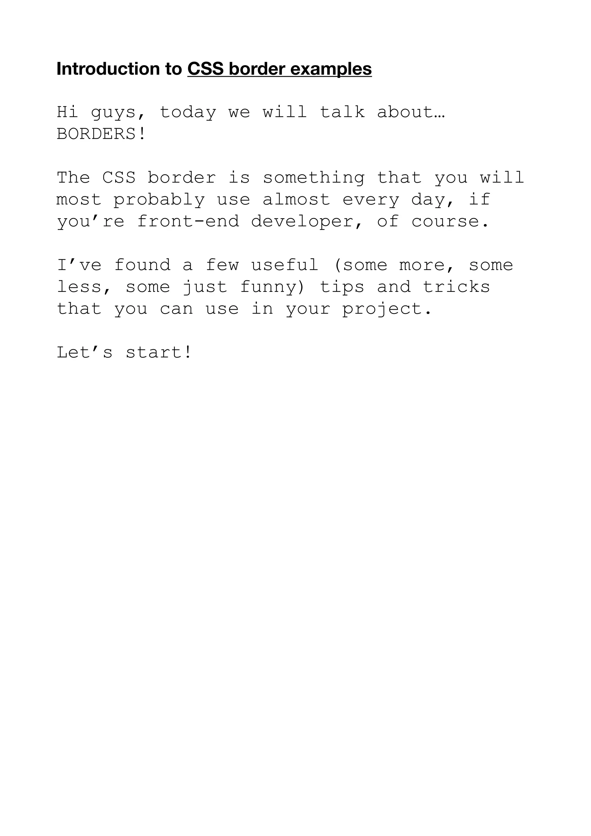Css Border Examples Pdf
