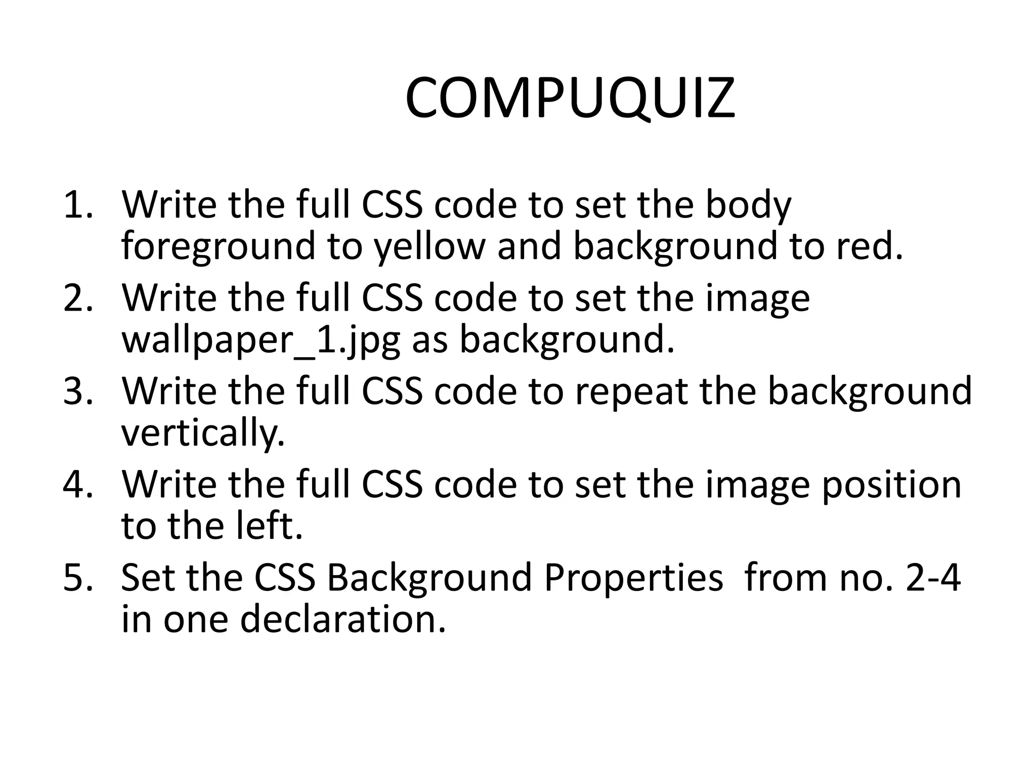 Css color and background properties | PPTX