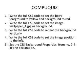 Css color and background properties | PPTX