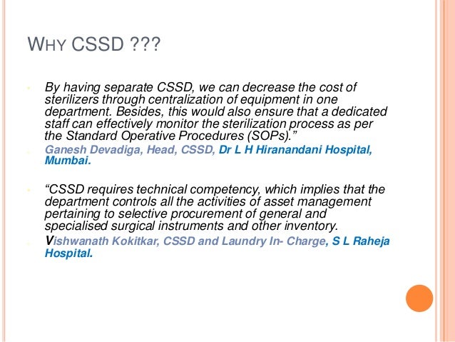 Central Sterile & Supply Department (CSSD)