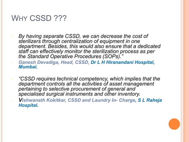 Central Sterile & Supply Department (CSSD) | PPTX