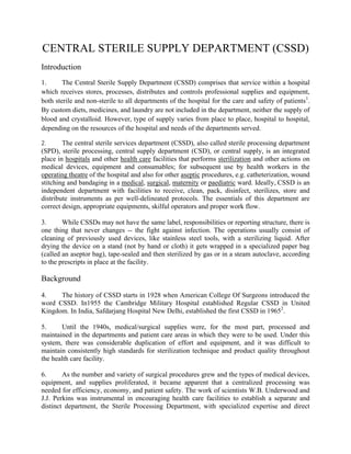 CSSD by Dr Zulfiquer Ahmed Amin | PDF