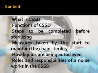 Central Sterile Supply Department (CSSD) | PPTX