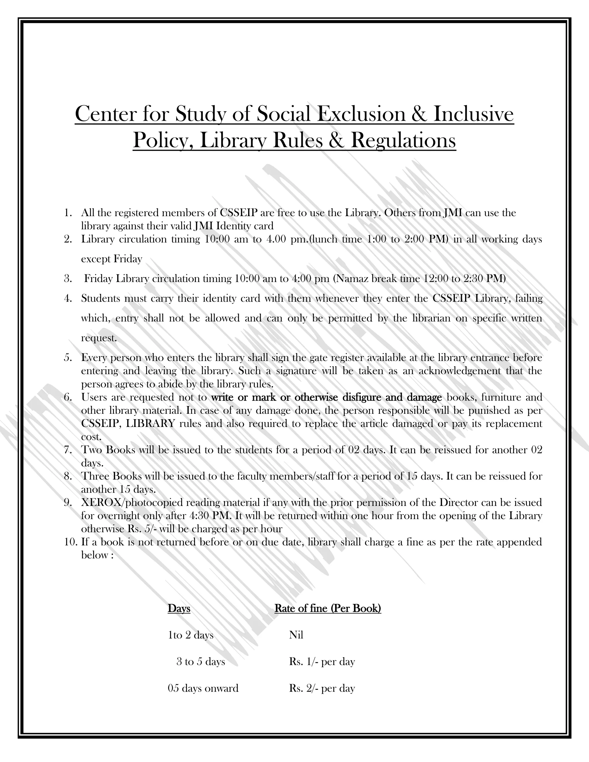 Library rules & regulations | PDF