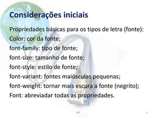 CSS tipo de letra (fontes) | PPTX