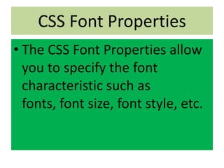 Css font properties | PPTX