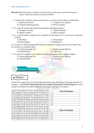 Computer System Servicing NC II TESDA Course | PDF