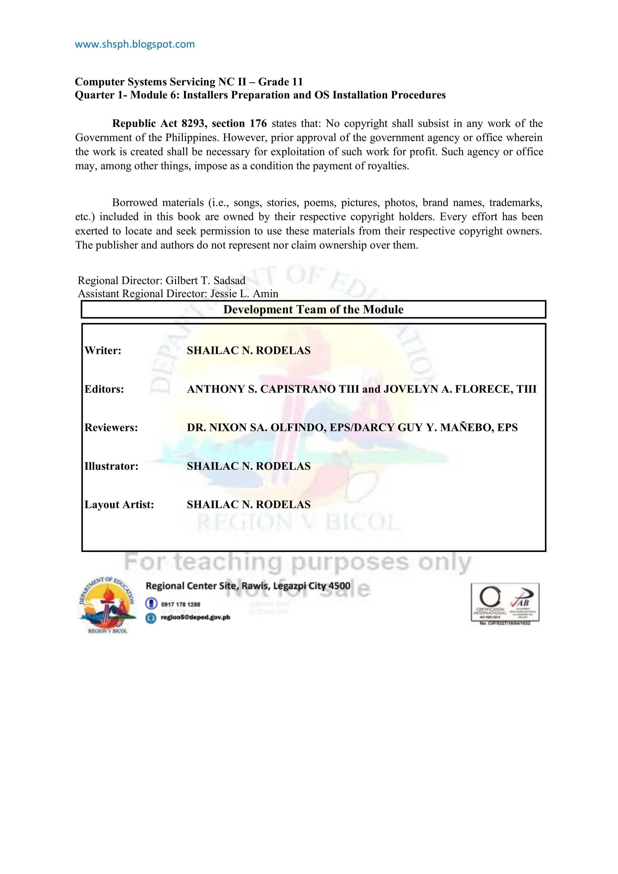 CSS G11 Module 6 Q1 computer systems servicing for grade 12 | PDF