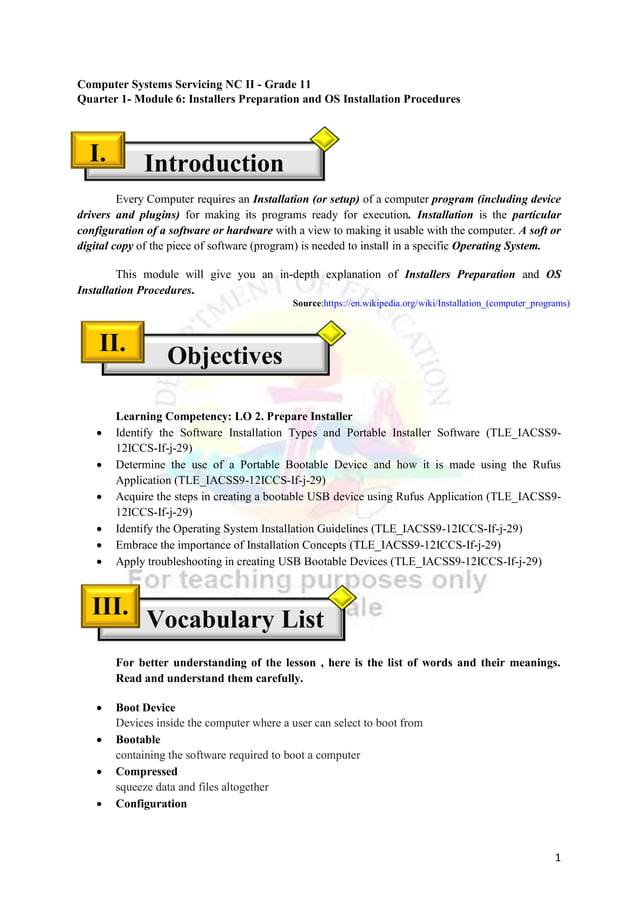 CSS G11 Module 6 Q1 computer systems servicing for grade 12 | PDF
