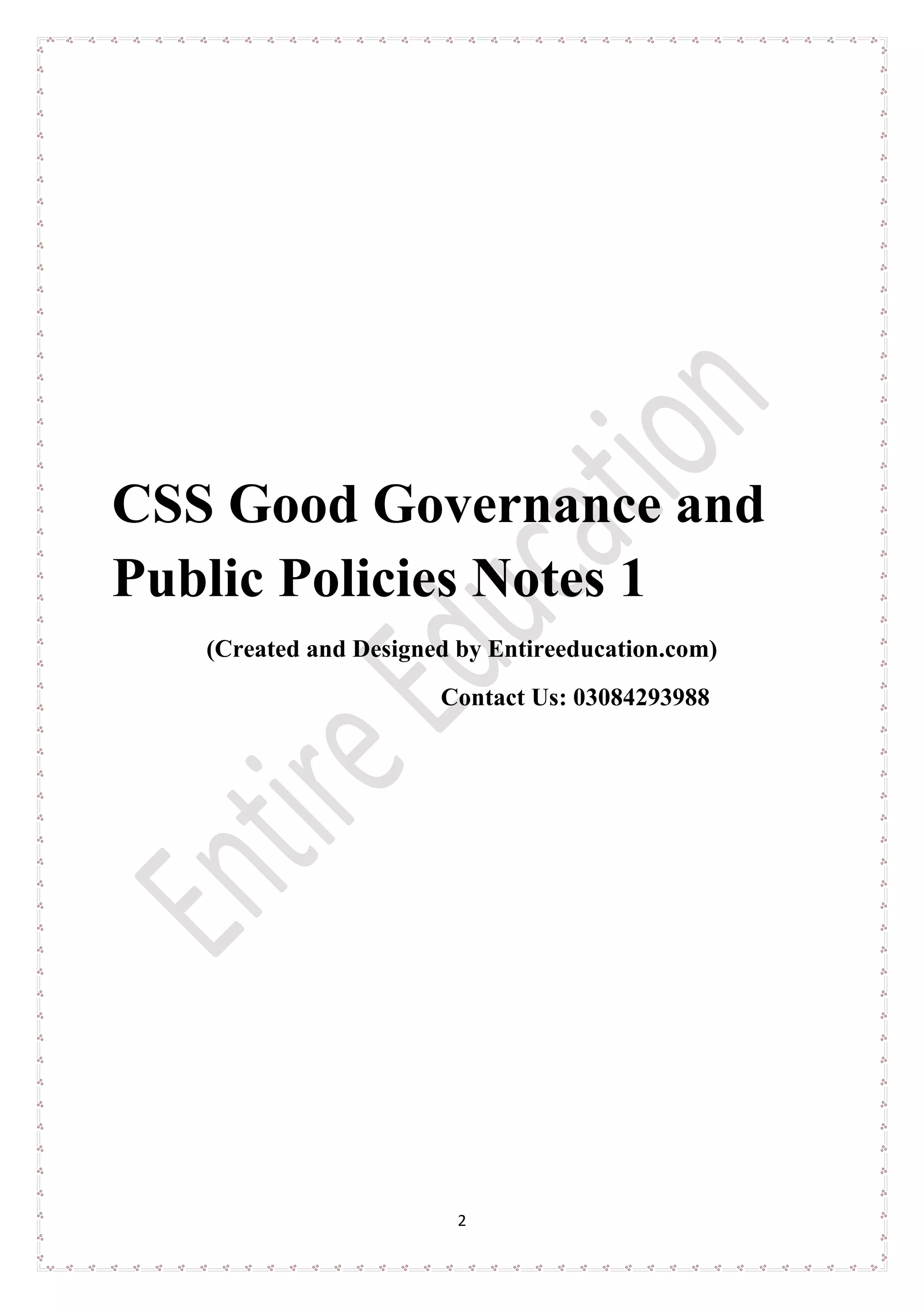 CSS Governance and Public Policies | PDF