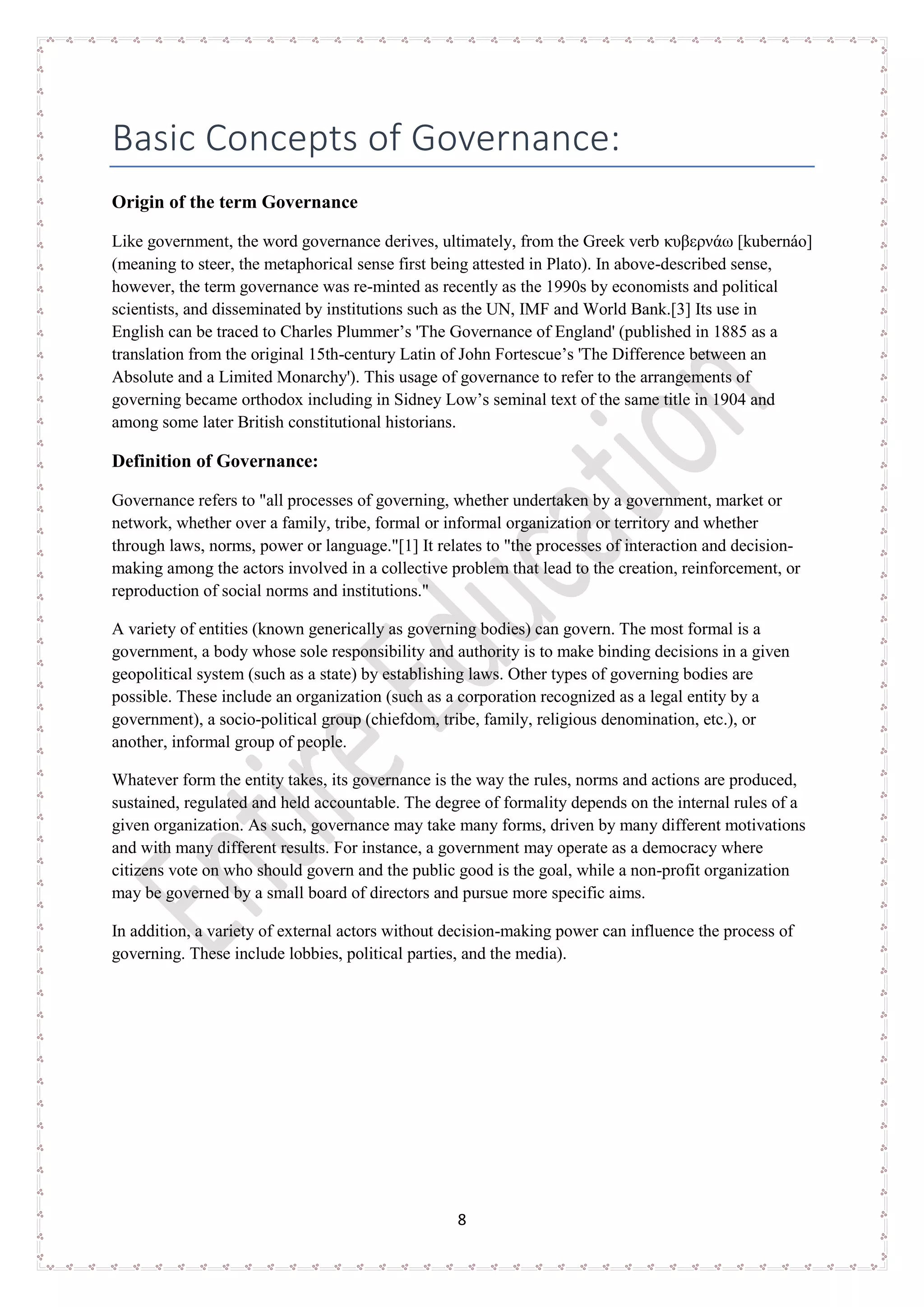 CSS Governance and Public Policies | PDF