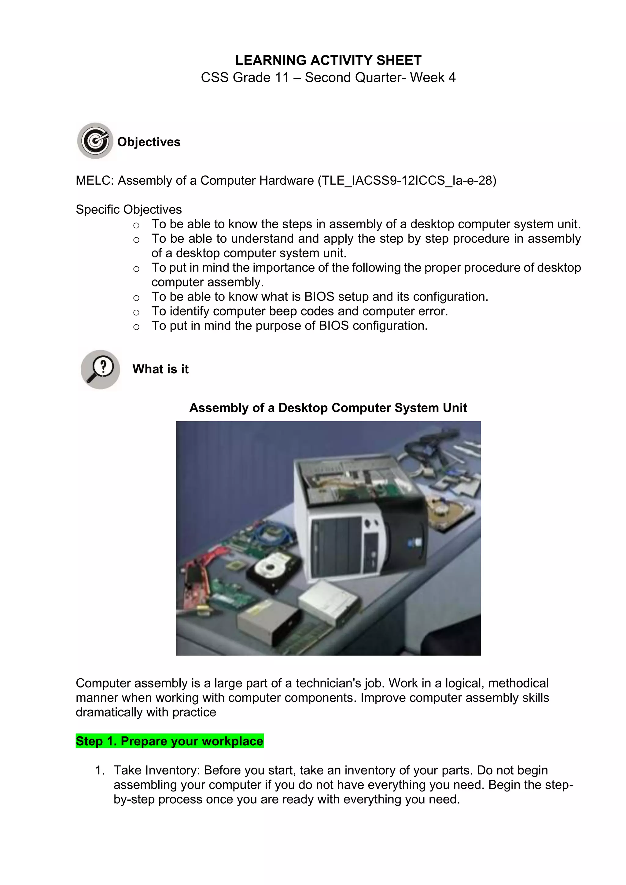 Css grade 11 week 4 | PDF