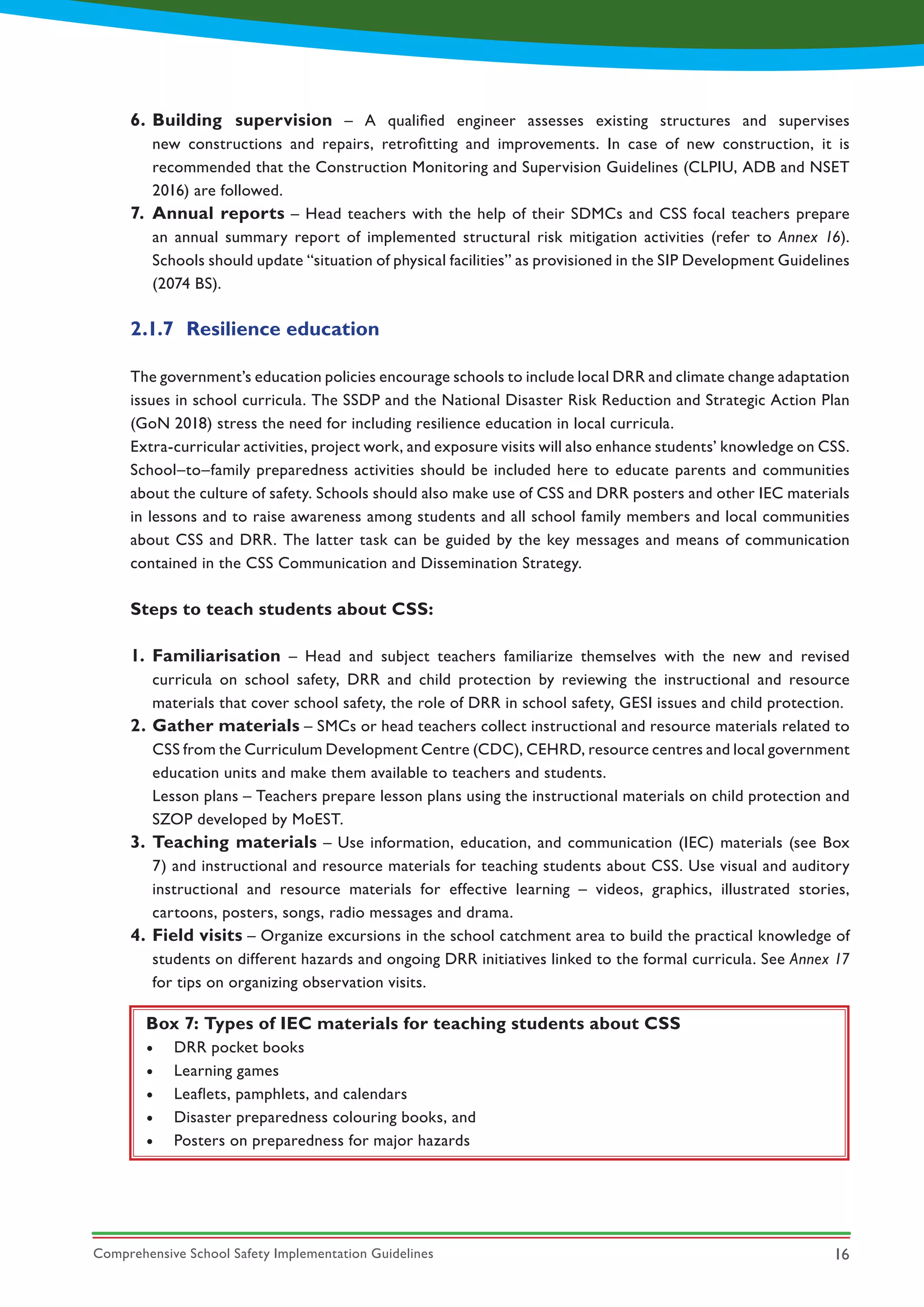 Comprehensive School Safety Implementation Guidelines Nepal (English) | PDF