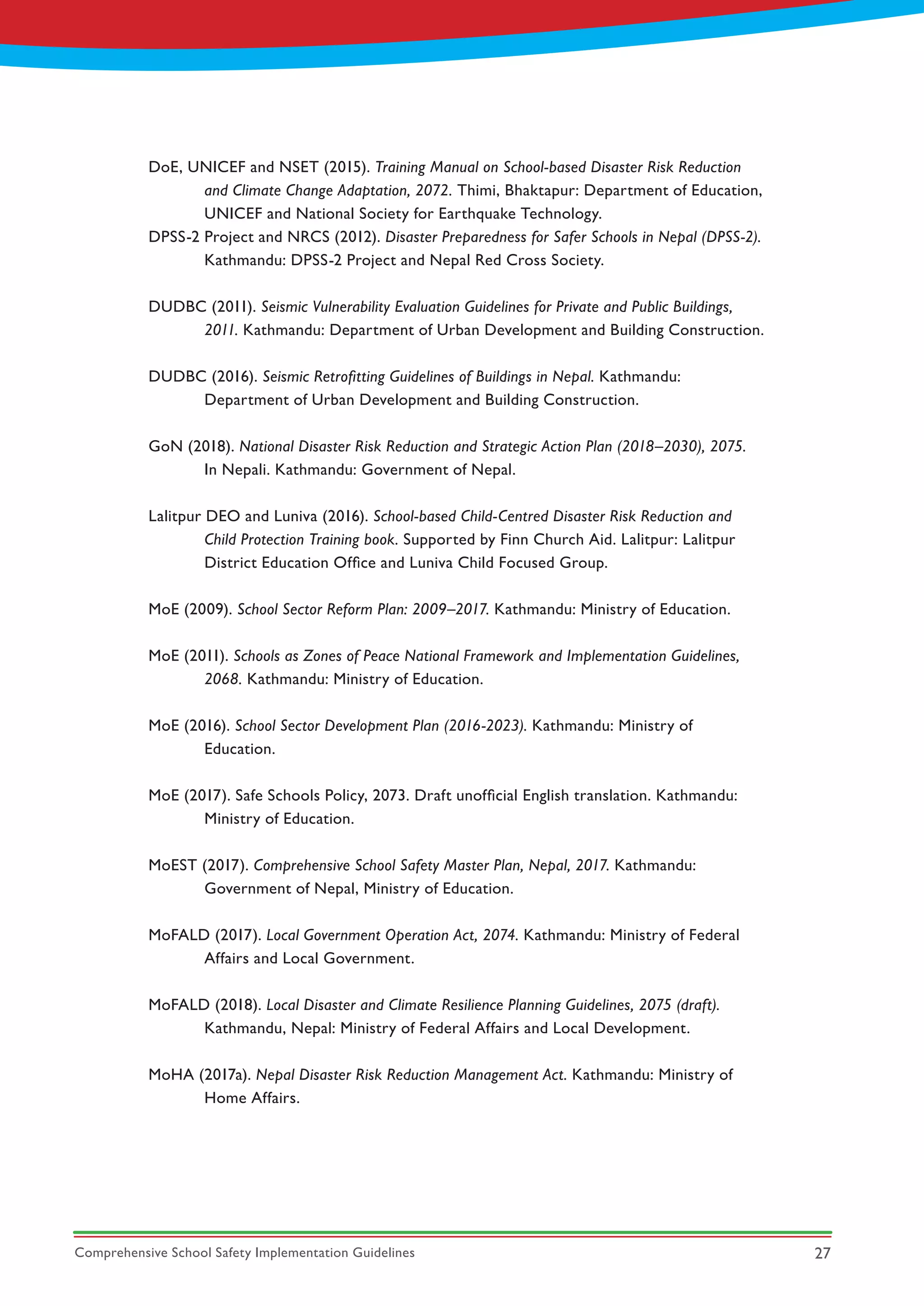 Comprehensive School Safety Implementation Guidelines Nepal (English) | PDF