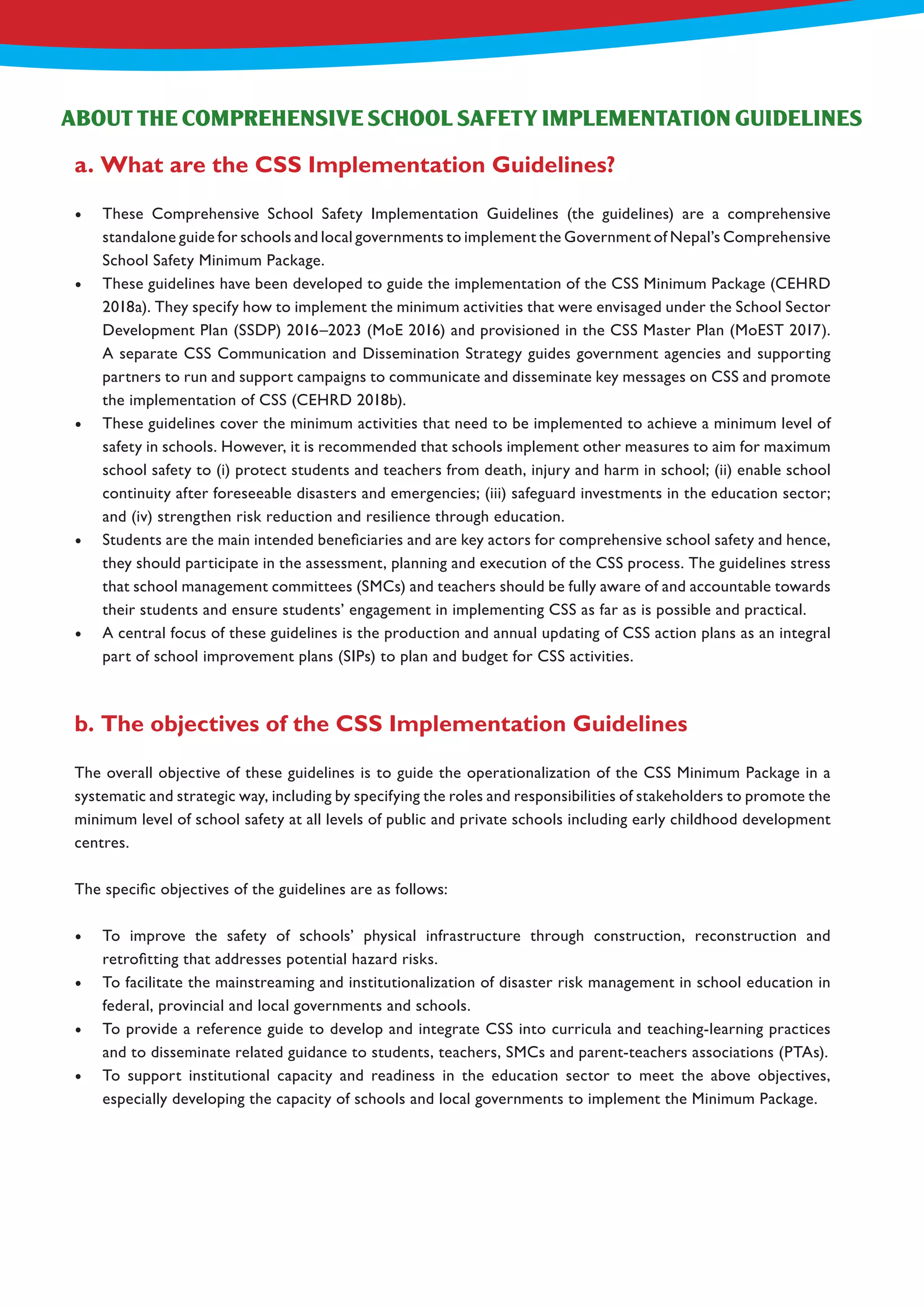 Comprehensive School Safety Implementation Guidelines Nepal (English) | PDF