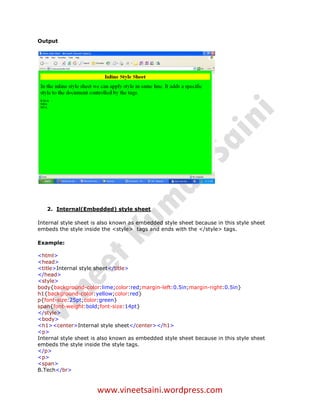CSS in HTML | PDF | Web Design and HTML | Internet