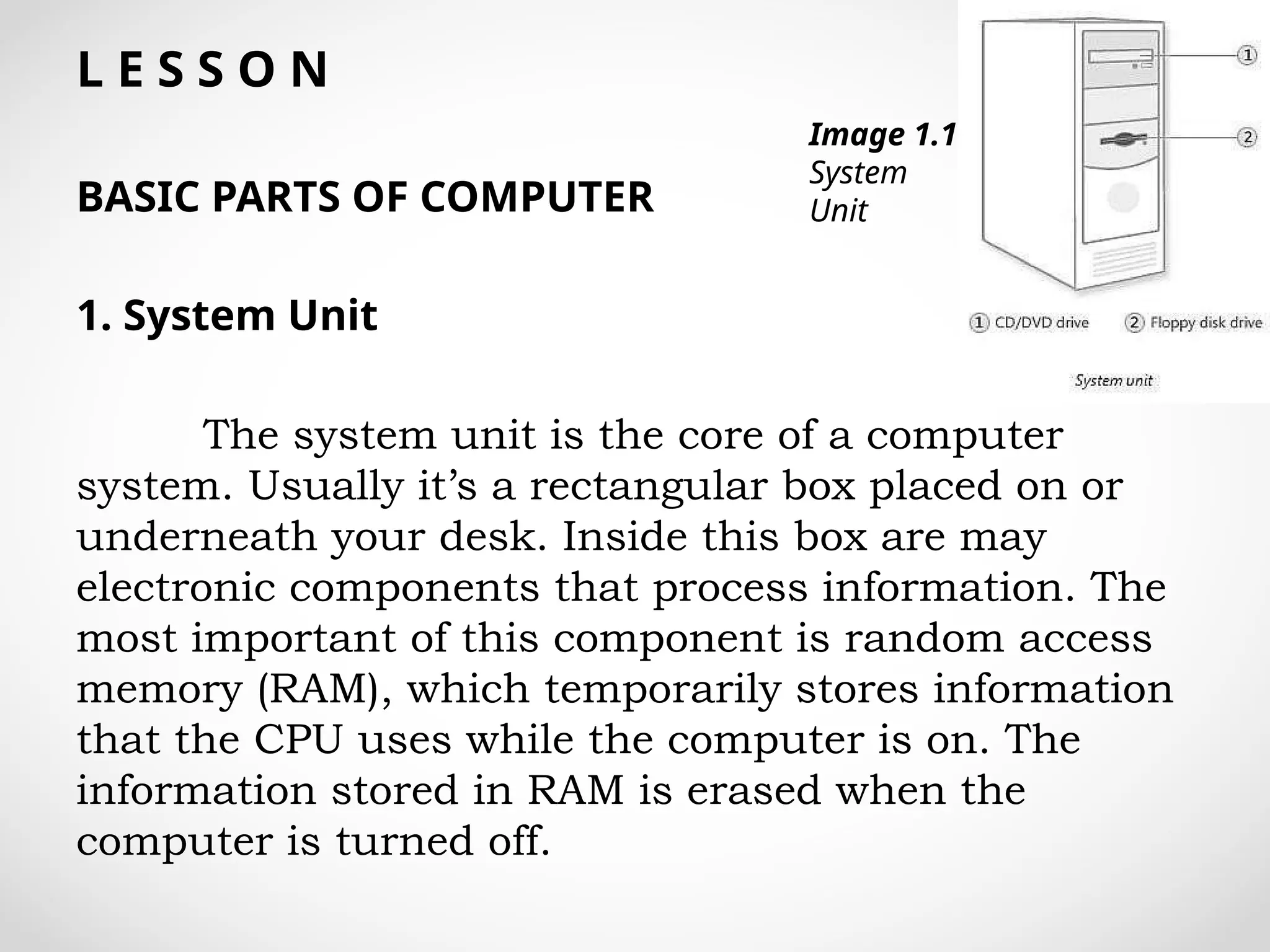 CSS_Lesson 2.pptx parts and function of computers | PPT
