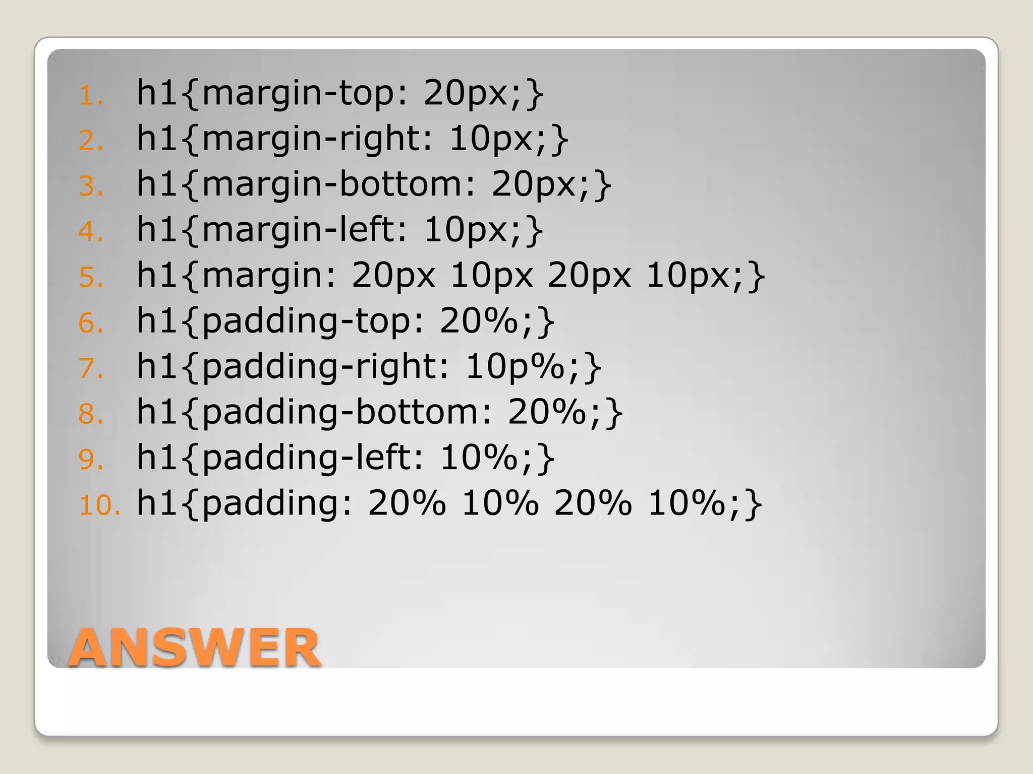 Css margin and padding property | PPTX