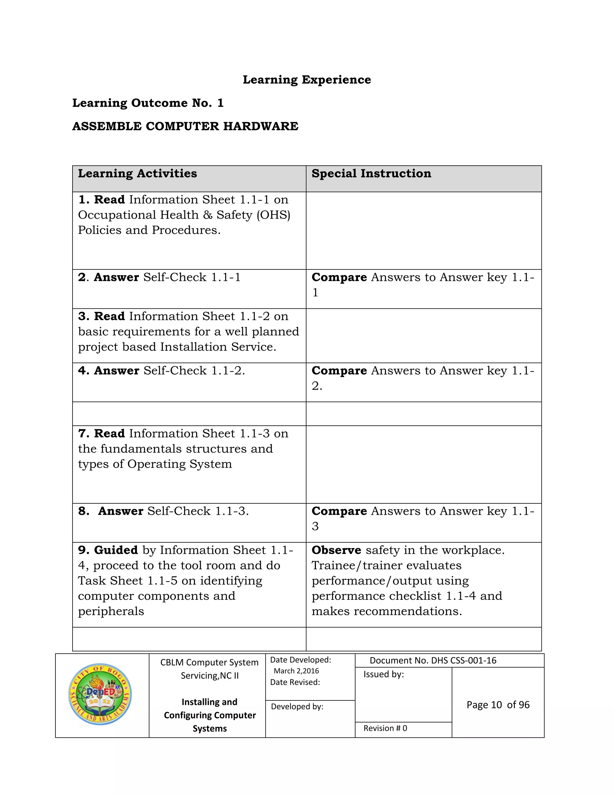 CSS NC II learning Module | PDF | IT and Internet Support | Internet